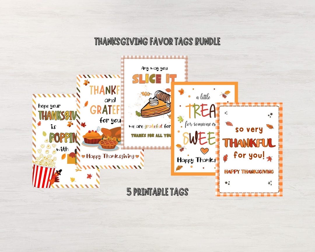 Thanksgiving Gift Tag Printable, Grateful Turkey Favor, Thankful for ...