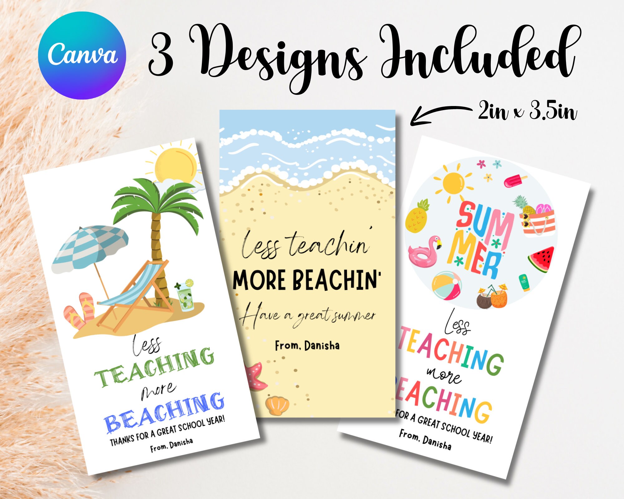 Editable Teacher Appreciation Tags, Less Teaching More Beaching ...