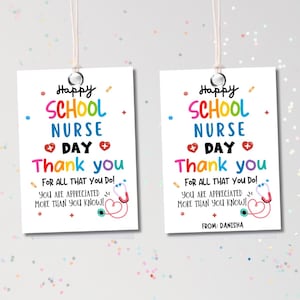Happy School Nurse Day Gift Tag: Printable Appreciation Tag (digital ...