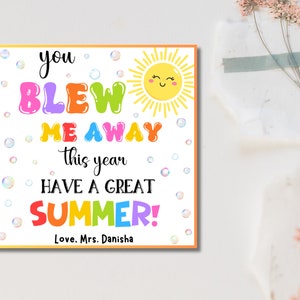 You Blew Me Away Gift Tag Template, Printable End of School Year Tags ...
