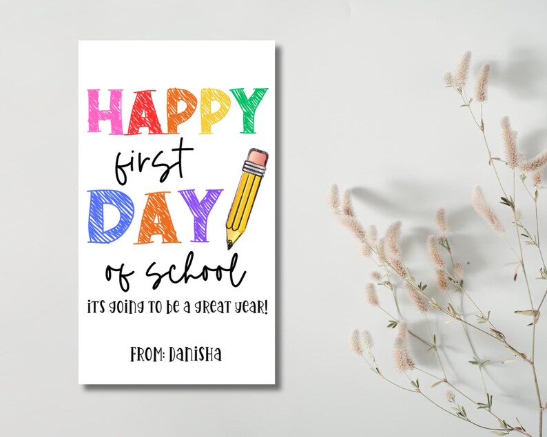 Back to School PRINTABLE Gift Tag, Happy 1st Day of School Teacher Gift ...