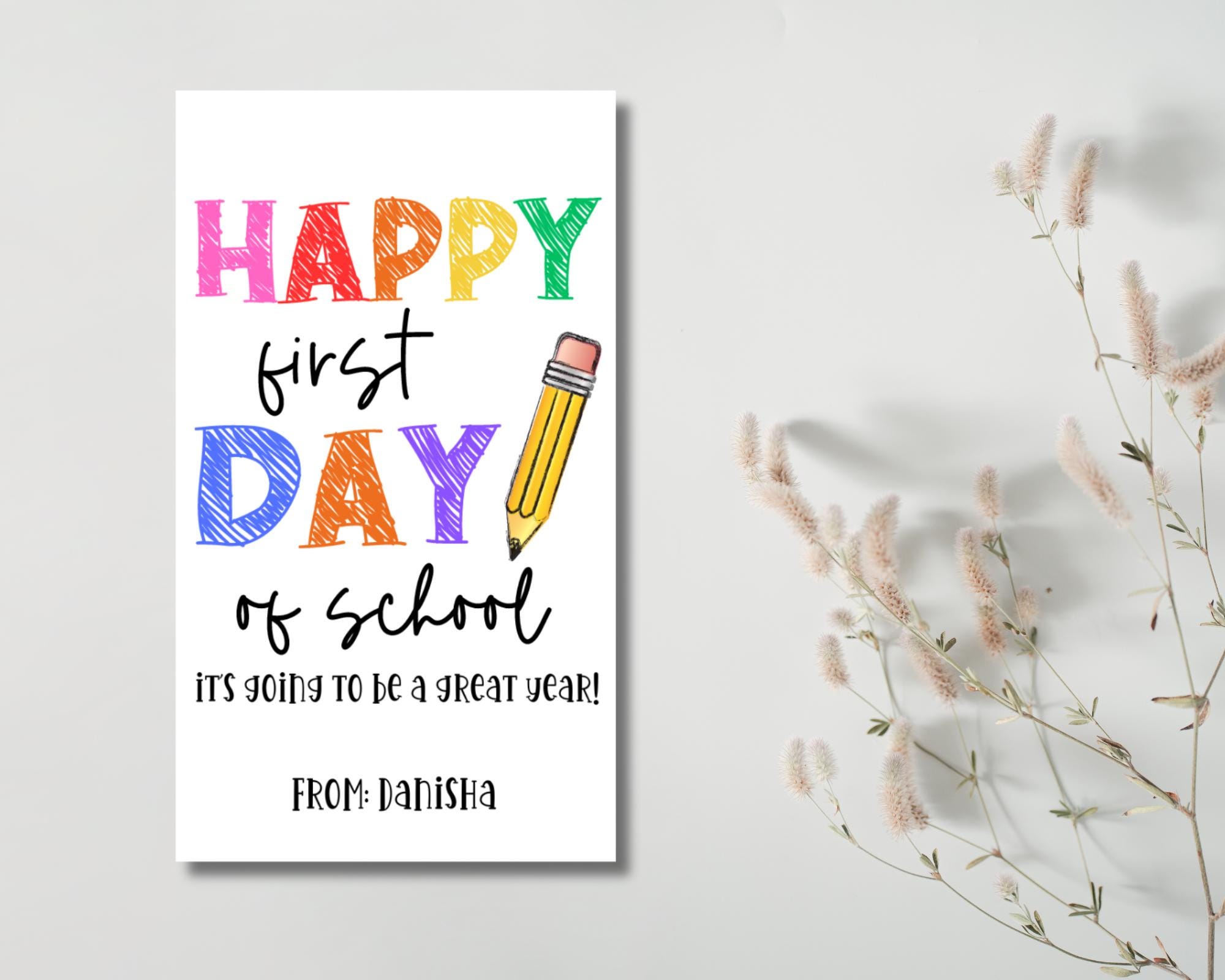 Back to School PRINTABLE Gift Tag, Happy 1st Day of School Teacher Gift ...