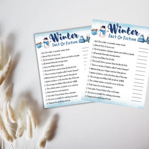 Winter Fact or Fiction Game for Teens & Adults, Winter True or False ...