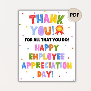 Employee Appreciation Sign: Thank You Poster (digital Download) - Etsy