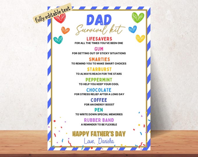 Dad's Survival Kit, Everyday Heroes SURVIVAL Kit Tag, Father's Survival ...
