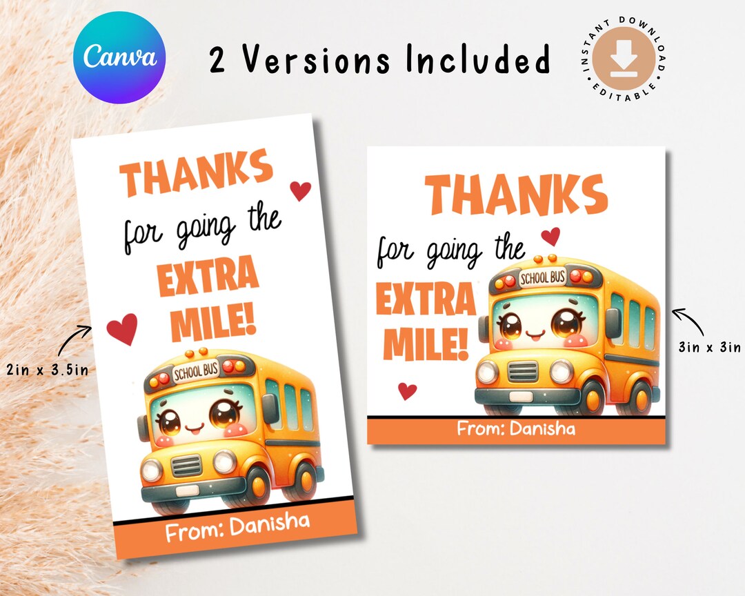 Printable School Bus Driver Appreciation Day Gift Tag, School Bus ...