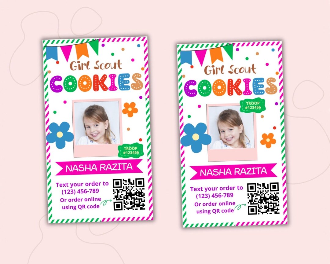 2025 Girl Scout Cookie Business Card, Printable LBB ABC Card, Cookie ...