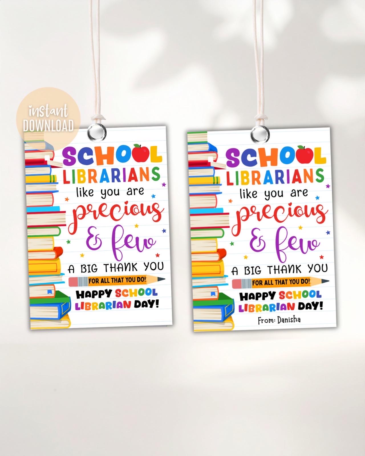 School Librarian Appreciation Gift Tags: Printable Thank You (PDF) - Etsy