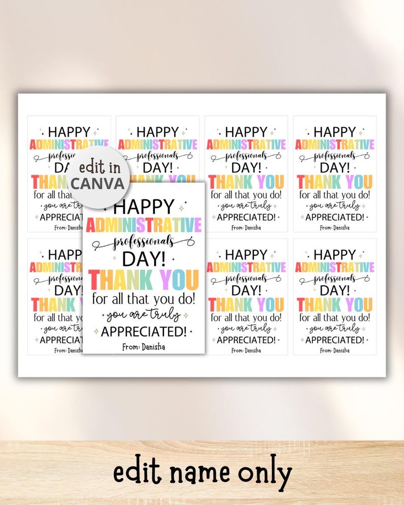 Administrative Professionals Day Gift Tag Printable (PDF) - Etsy