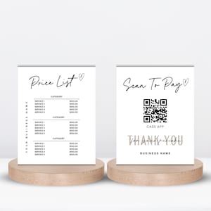 Printable Modern Price List & Payment Sign, QR Code Sign Template ...