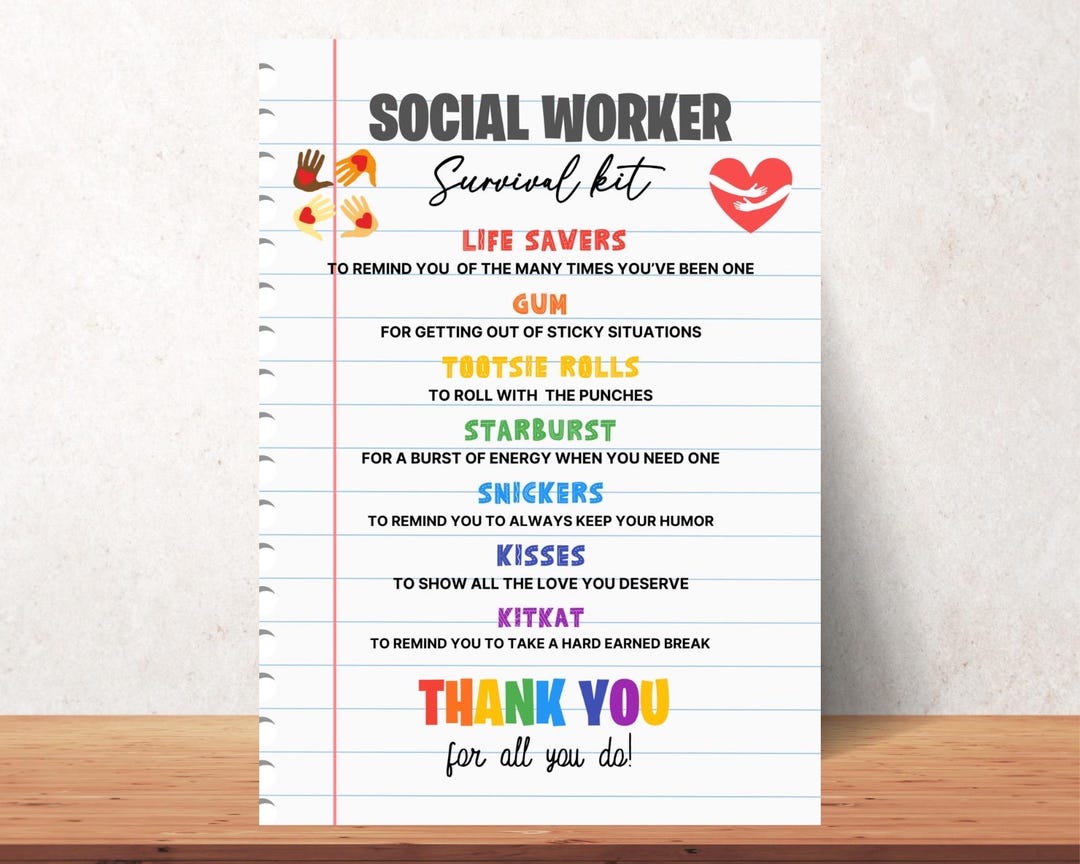 Social Worker Survival Kit Gift Tags: Appreciation Day Card (digital ...