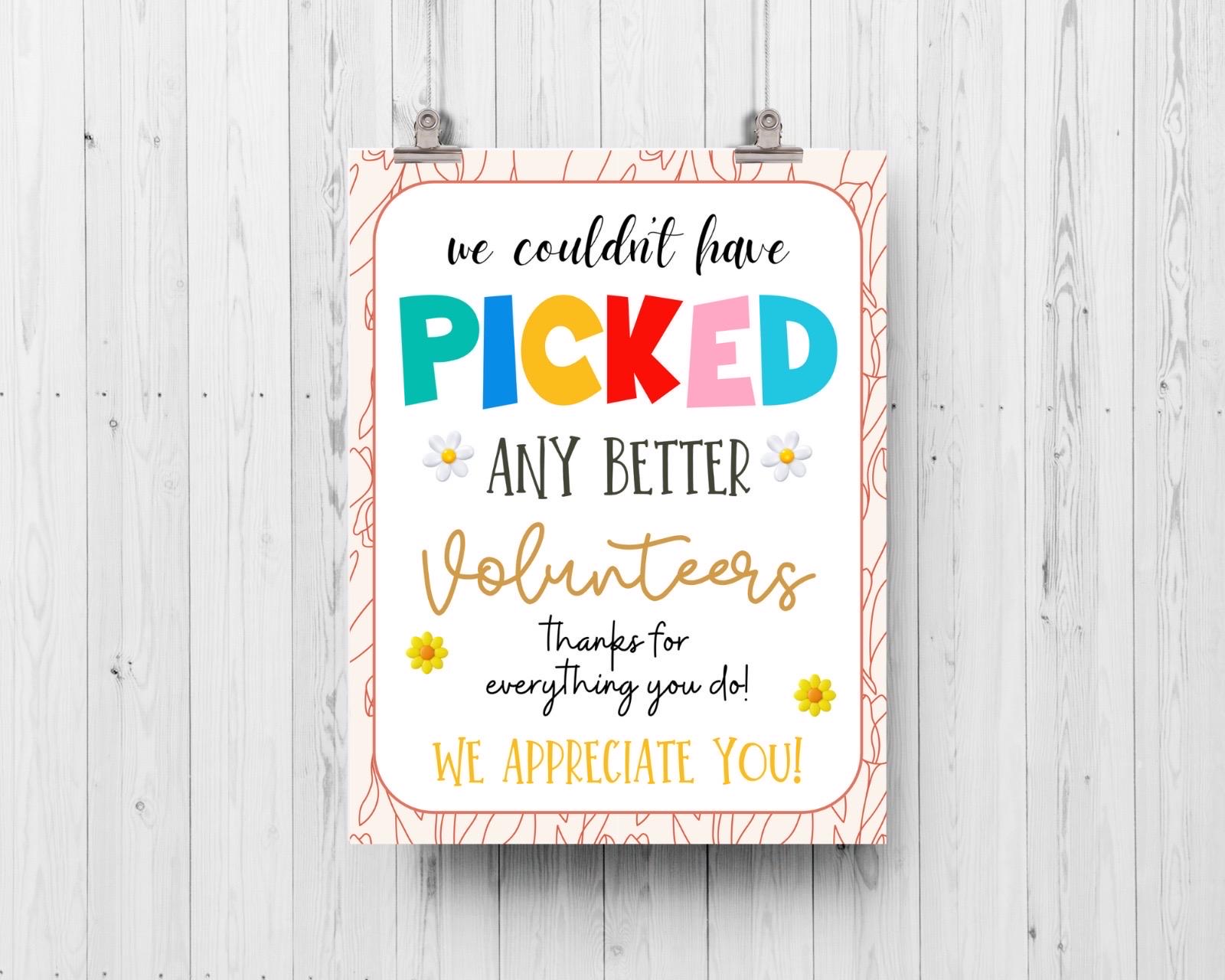 Volunteer Appreciation Sign Printable: Thank You Decoration (digital ...