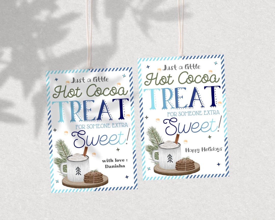 Hot Cocoa Holiday Gift Tags Printable, Hot Chocolate Mix Holiday Treat ...
