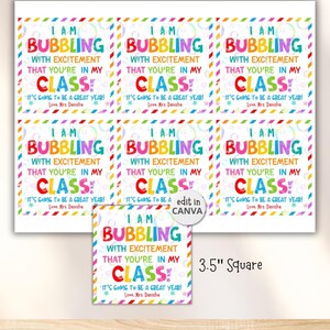 I Am Bubbling With Excitement to Have You in My Class Bubbles Tag ...