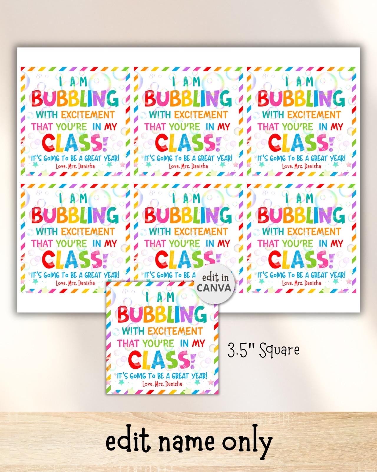 I Am Bubbling With Excitement to Have You in My Class Bubbles Tag ...