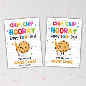 Happy 100th Day of School Cookie Treat Gift Tags, One Hundred Days of ...