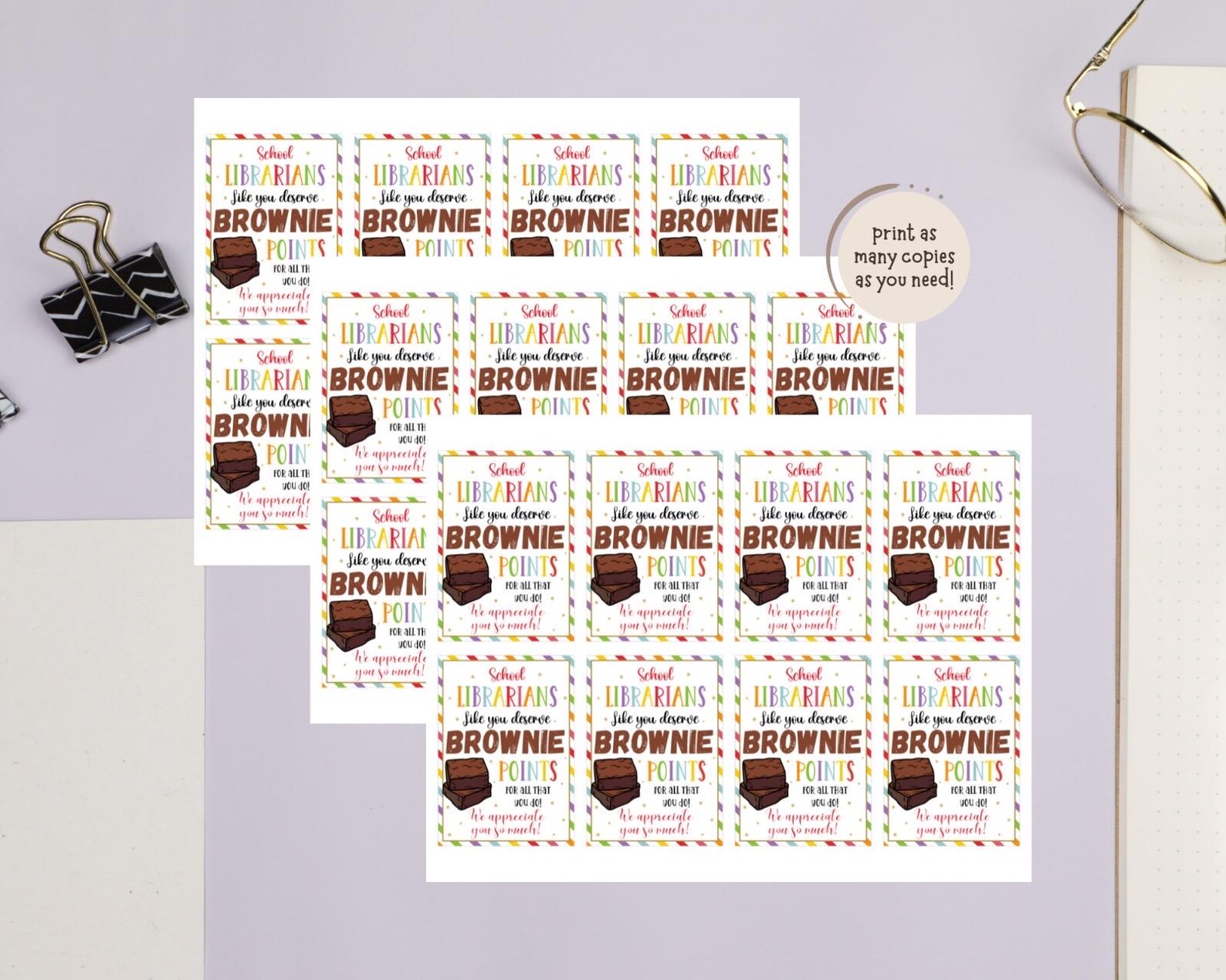 School Librarian Appreciation Gift Tags: Printable Thank You (PDF) - Etsy