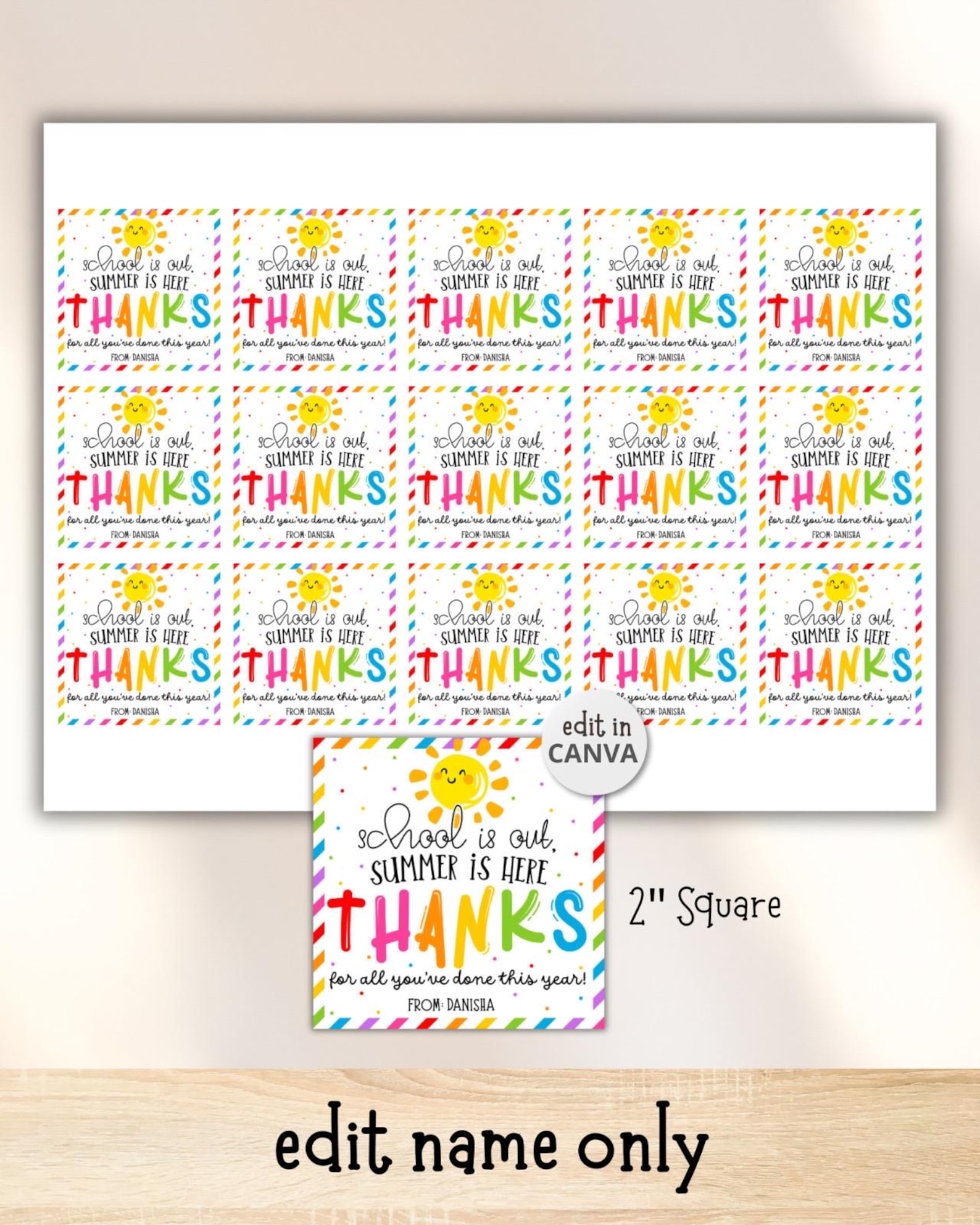 School is Out Summer is Here Teacher Appreciation Tags, Printable End ...