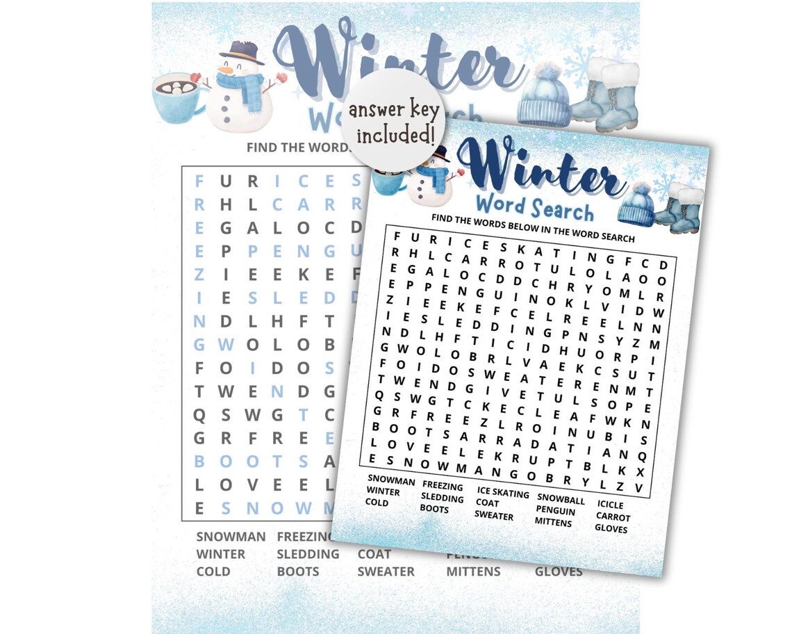 Winter Word Search, Printable Winter Games, Wintertime Activities ...