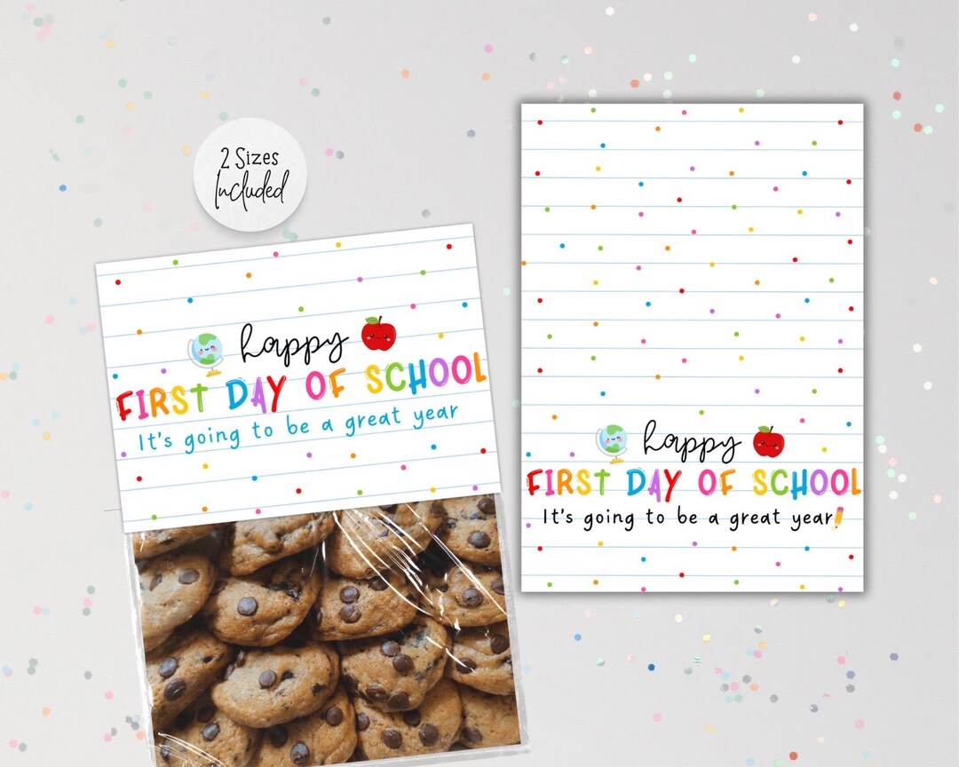 First Day of School Treat Bag Toppers: Printable Gift Tags (PDF ...
