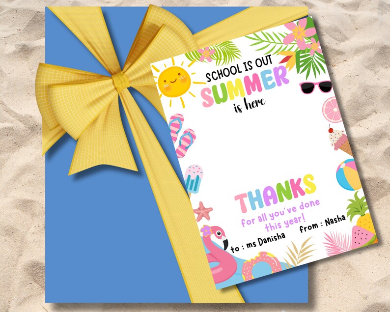 Editable Schools Out Summer is Here Teacher Appreciation Gift Card ...