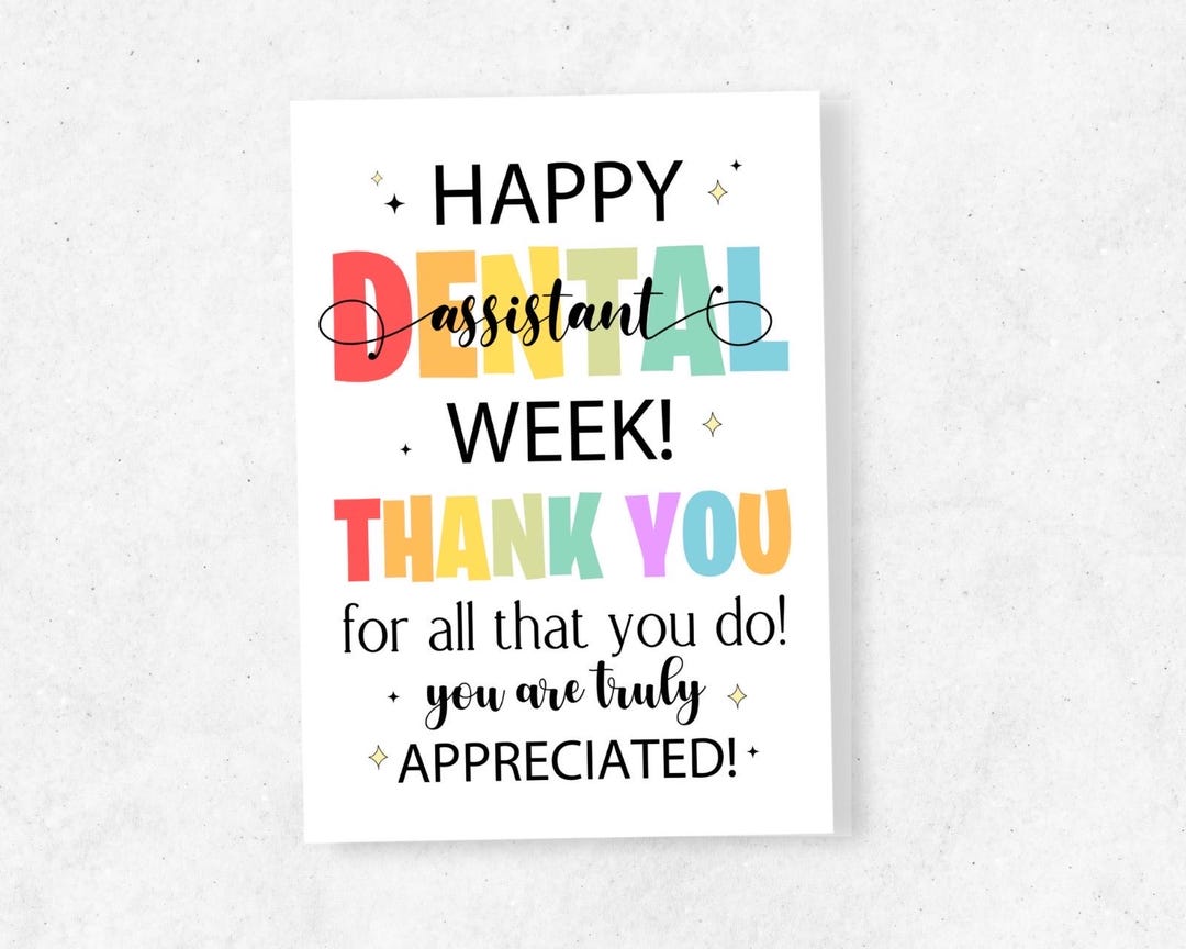 Dental Assistant Week Card: Appreciation Thank You (PDF) - Etsy