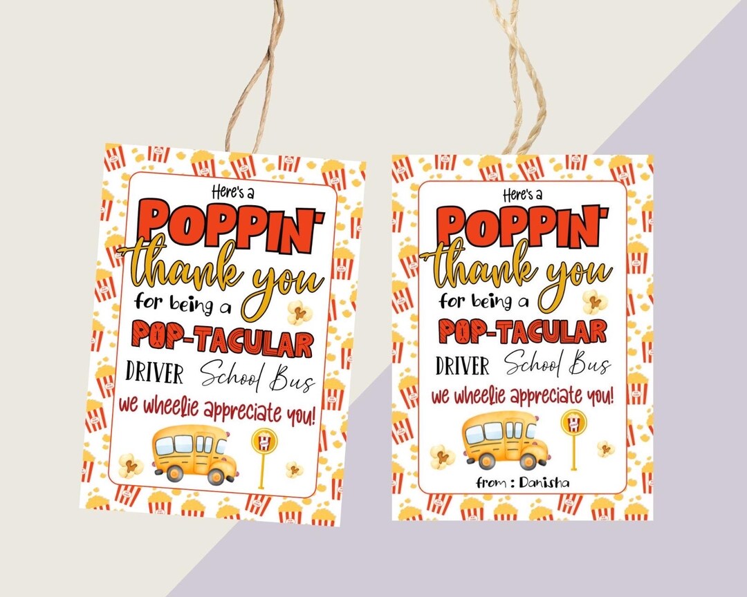 Printable School Bus Driver Appreciation Gift Tag (PDF) - Etsy