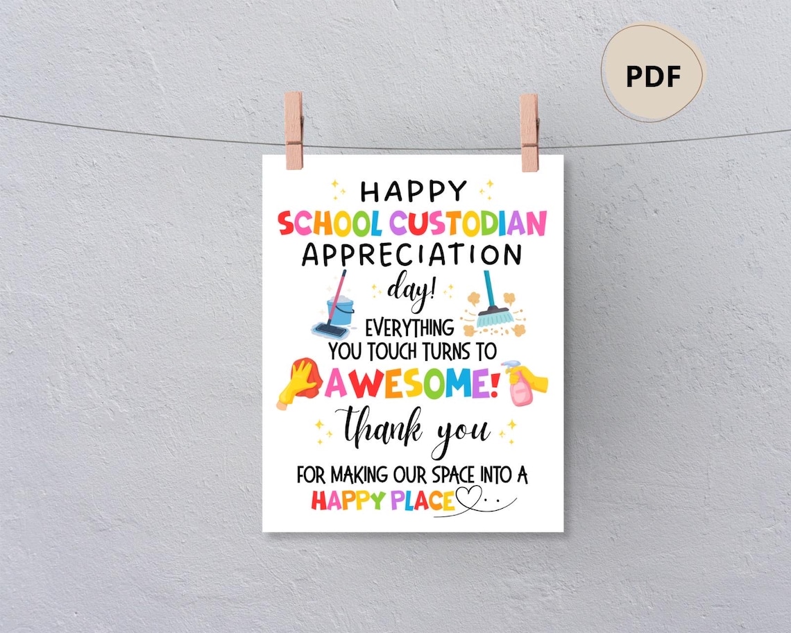 School Custodian Day Sign Printable, School Custodian Appreciation Day ...
