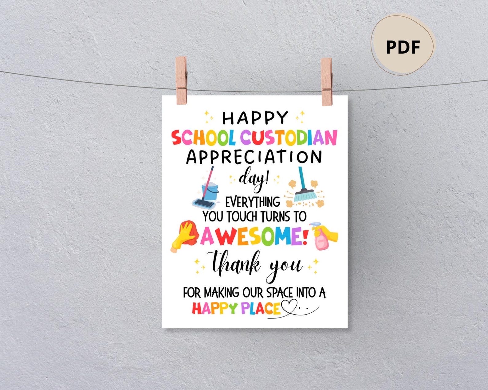 School Custodian Day Sign Printable, School Custodian Appreciation Day ...