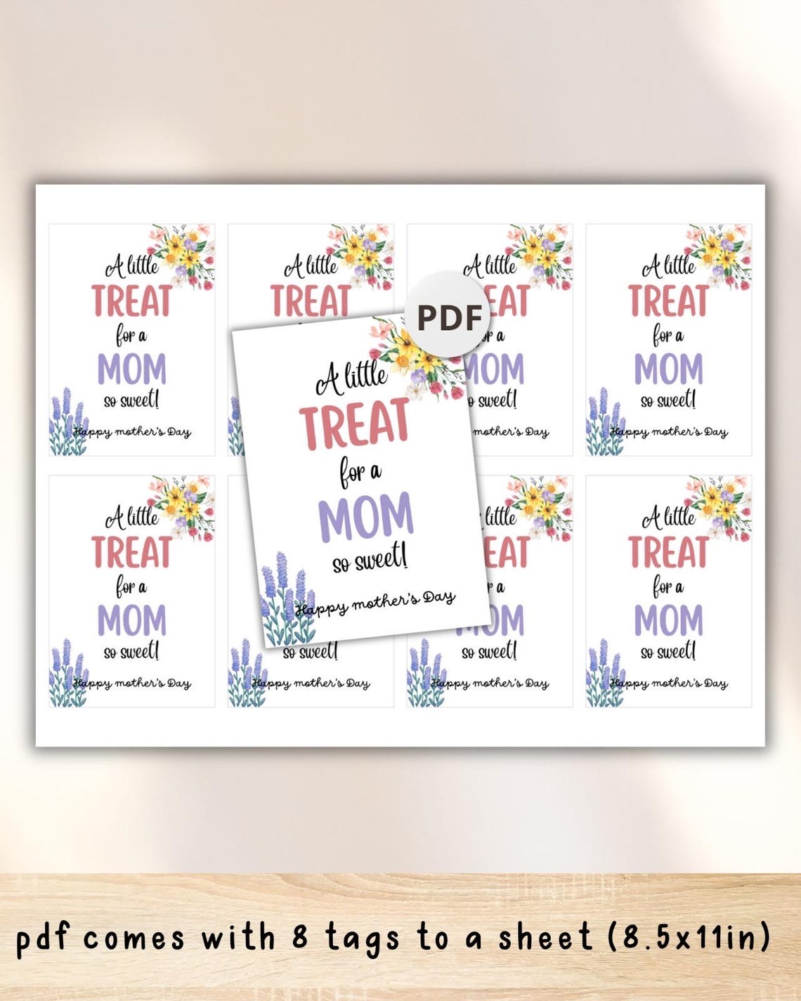 Mothers Day Gift Tags Printable, Mothers Day Flowers Tag, Mother's Day ...