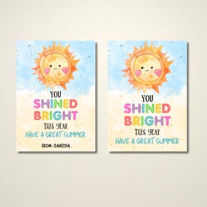 You Shined Bright This Year Tag End of the Year Tag Classroom Tags ...