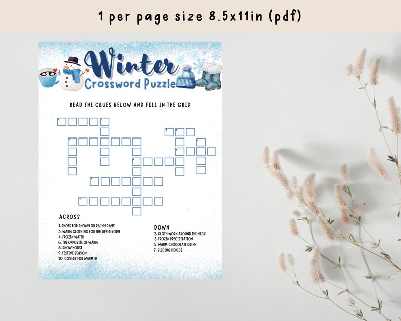 December Crossword Puzzle, Family Friendly Fun Printable, Puzzles for ...