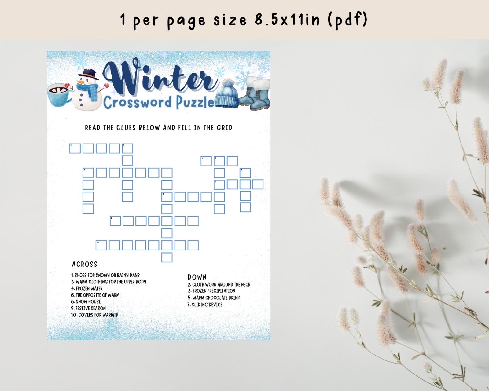 December Crossword Puzzle, Family Friendly Fun Printable, Puzzles for ...