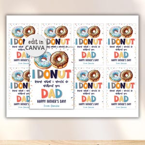 Father's Day Donut Gift Tag Template: Editable Favor Tag (instant ...