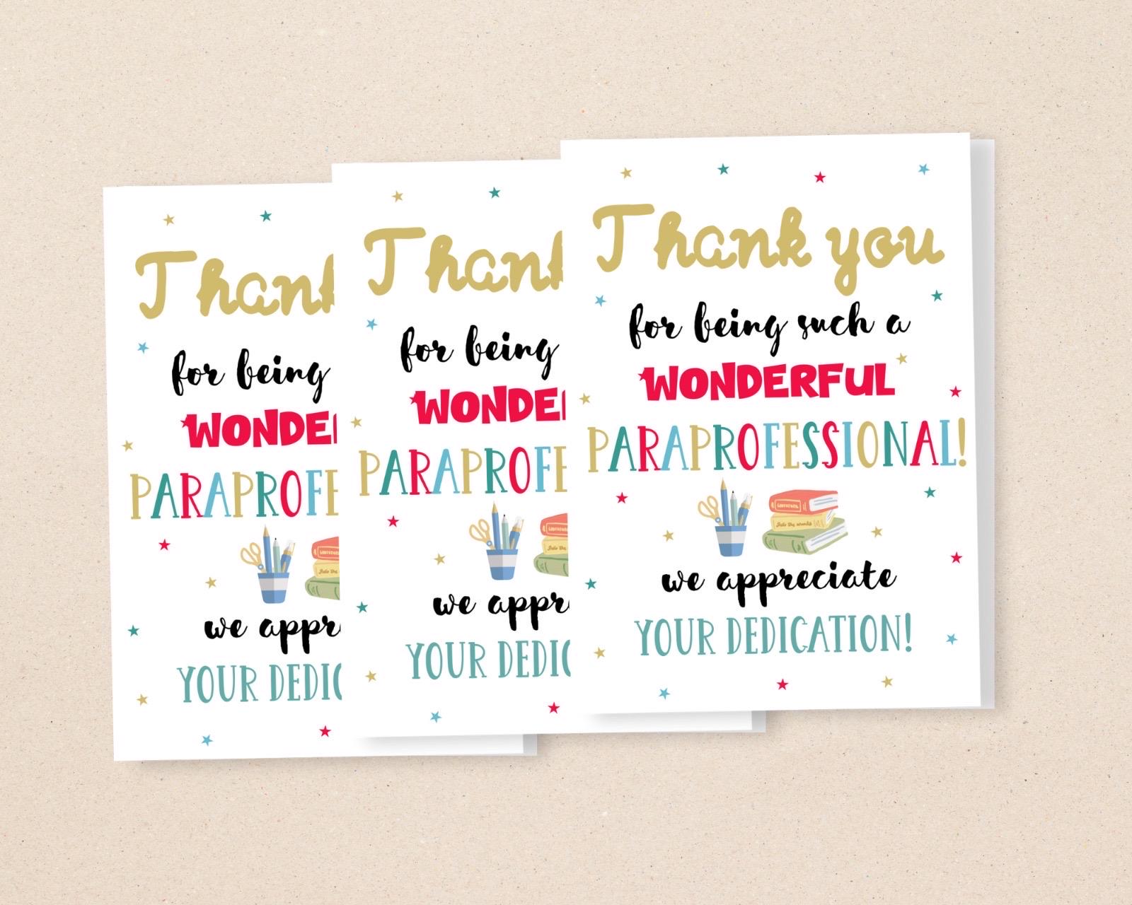 Paraprofessional Card Printable,paraprofessional Day Card ...