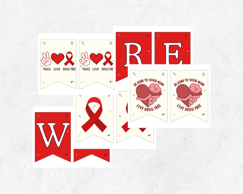 Red Ribbon Week Banner Printable, Red Ribbon Week Bulletin Board Decor ...