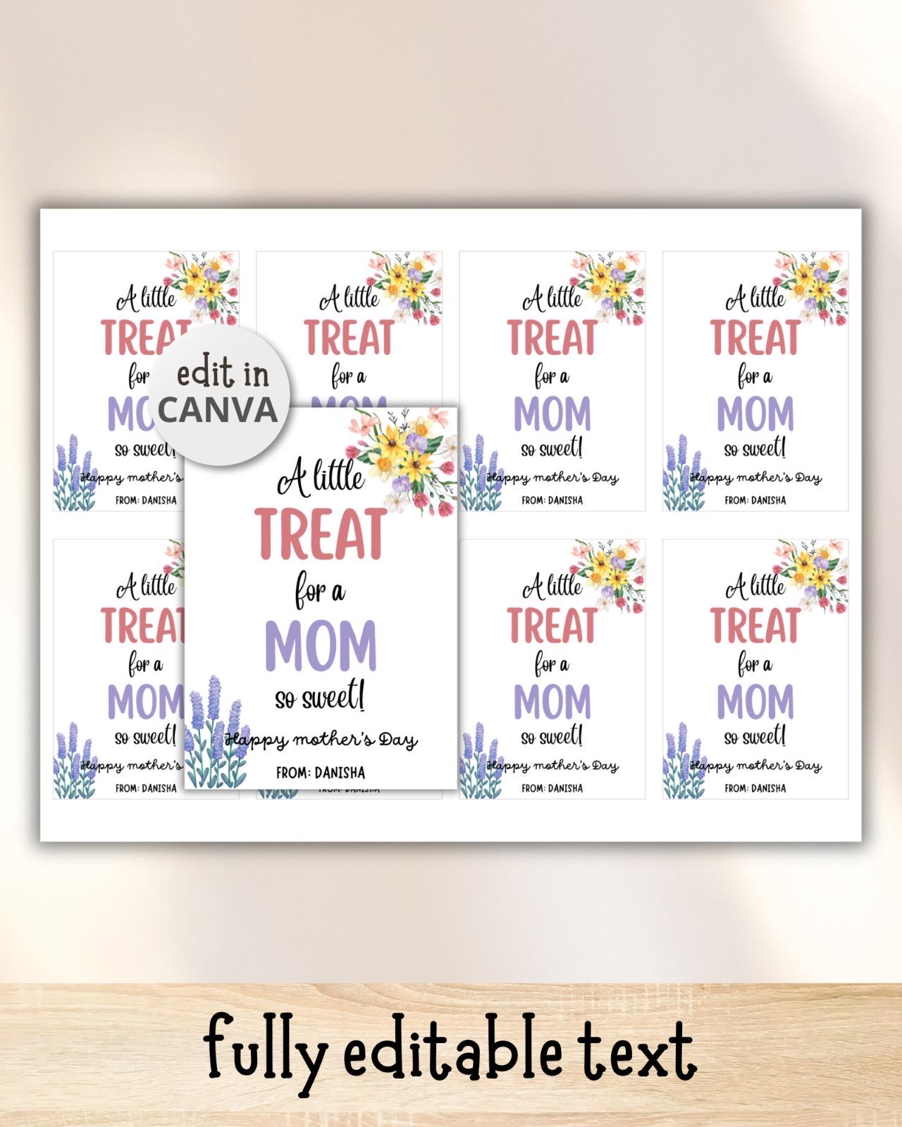 Mothers Day Gift Tags Printable, Mothers Day Flowers Tag, Mother's Day ...