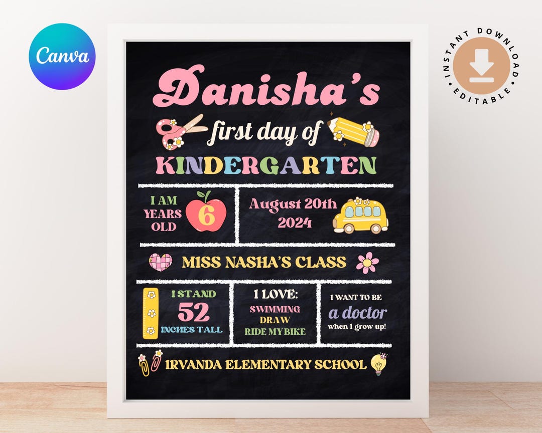 First Day of School Sign Printable Template, Back to School Board, Last ...