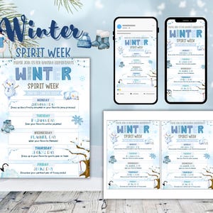 Winter School Spirit Week Flyer Editable, Winter Itinerary Schedule ...