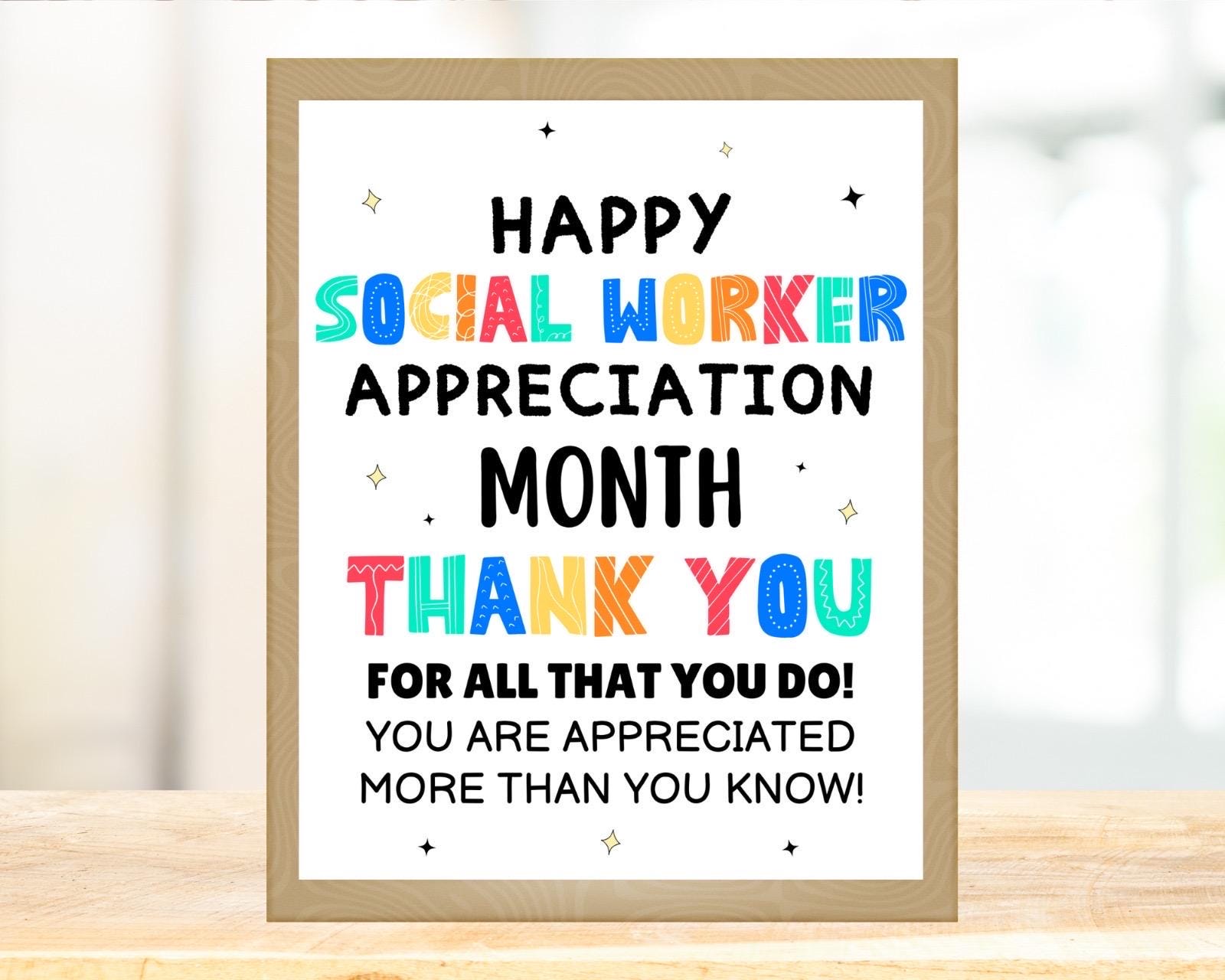 Social Worker Appreciation Sign: Thank You Gift (digital Download) - Etsy
