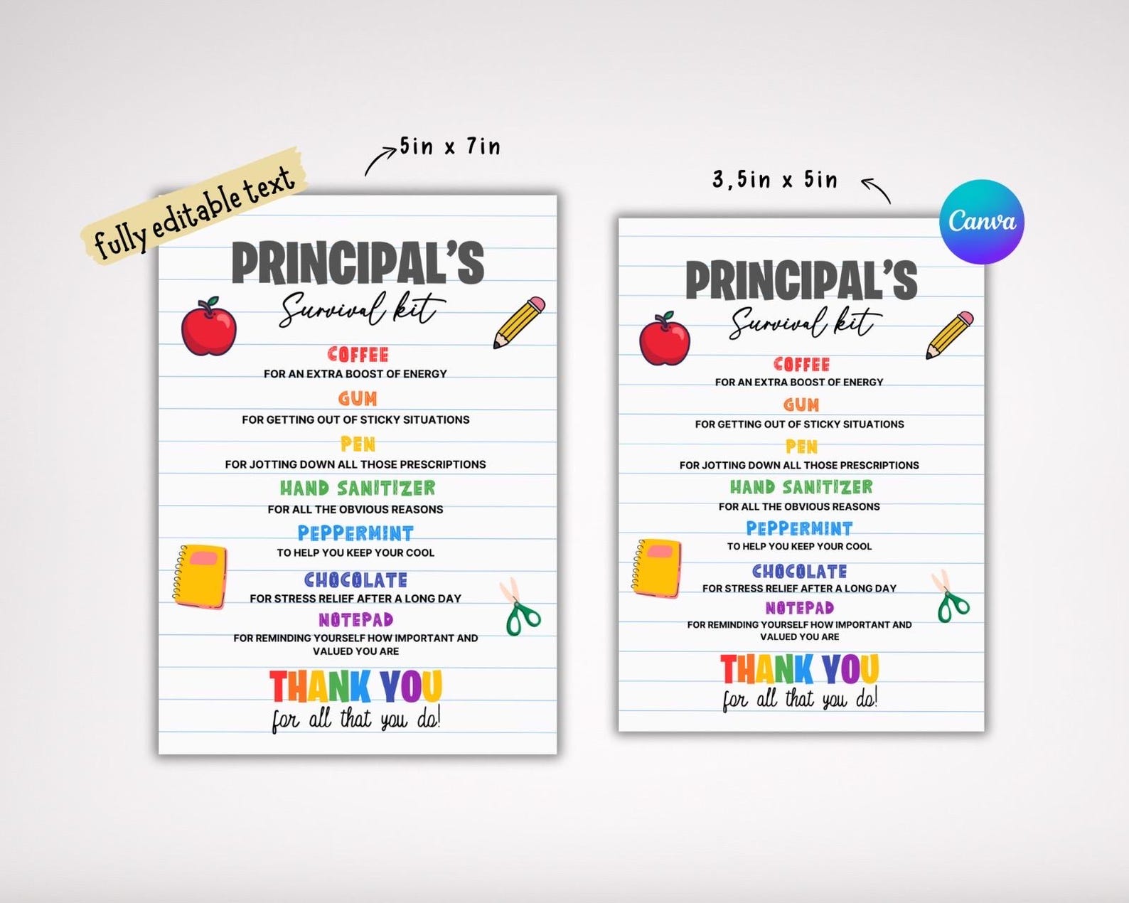 Editable School Principal Survival Kit Printable: Thank You Gift ...