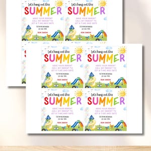 Playground Playdate Cards, Summer Play Date Card, Printable End of ...