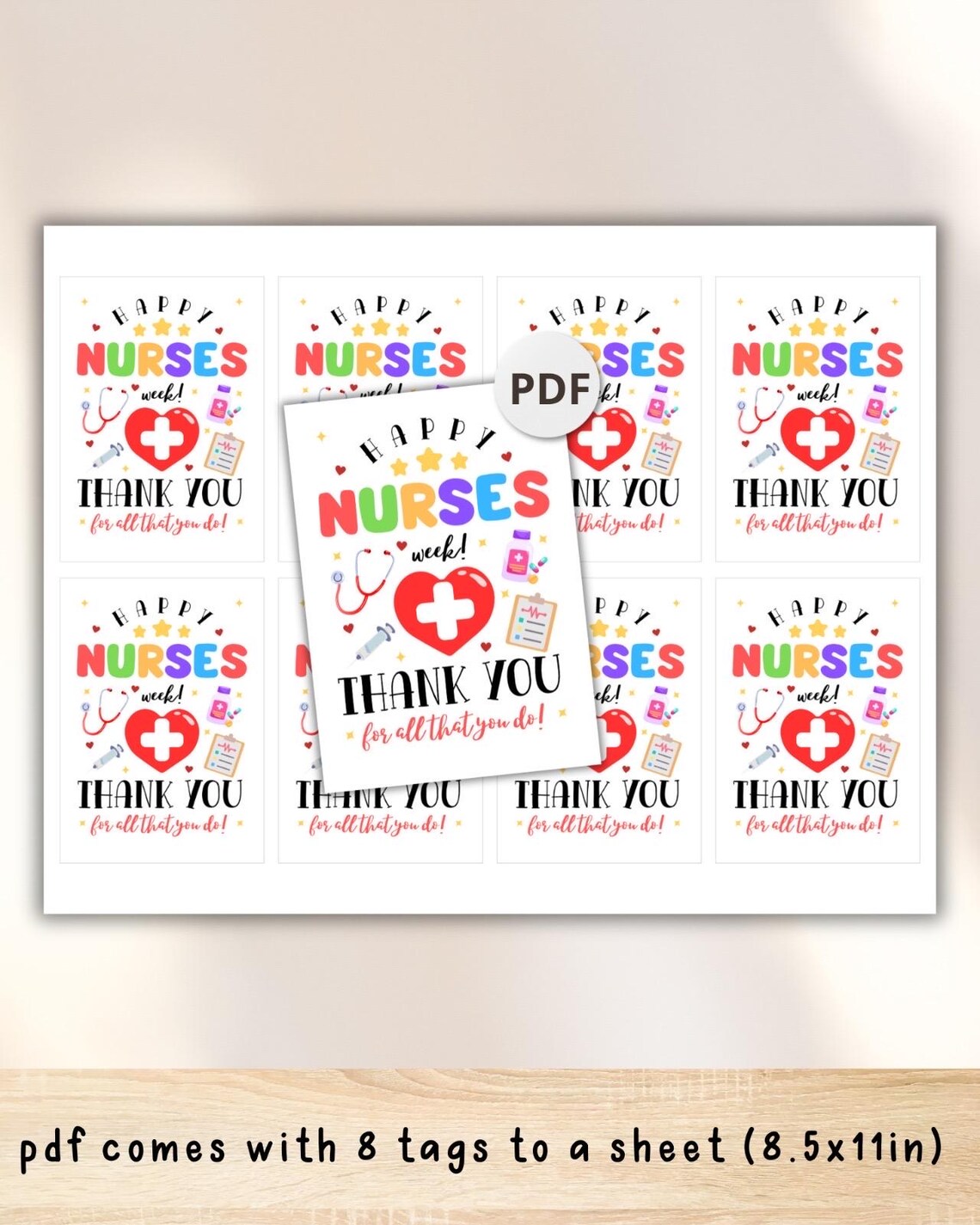 NURSE Appreciation Gift Tag Happy Nurses Week Gift Tags Printable Nurse ...