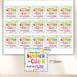 Hope Your Summer is Chalk Full of Fun Gift Tag, End of Year Student Tag ...