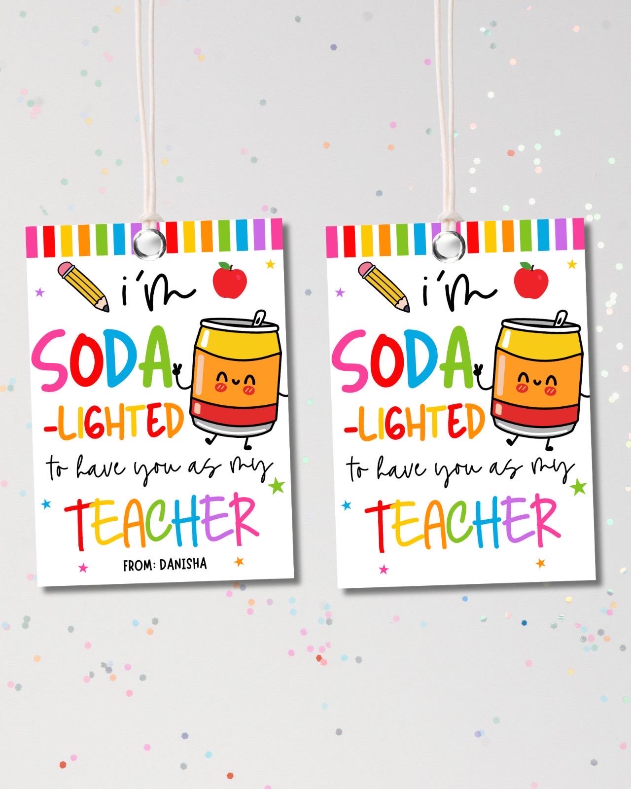 Teacher Appreciation Gift Tag: Soda Theme, Editable Template (digital ...