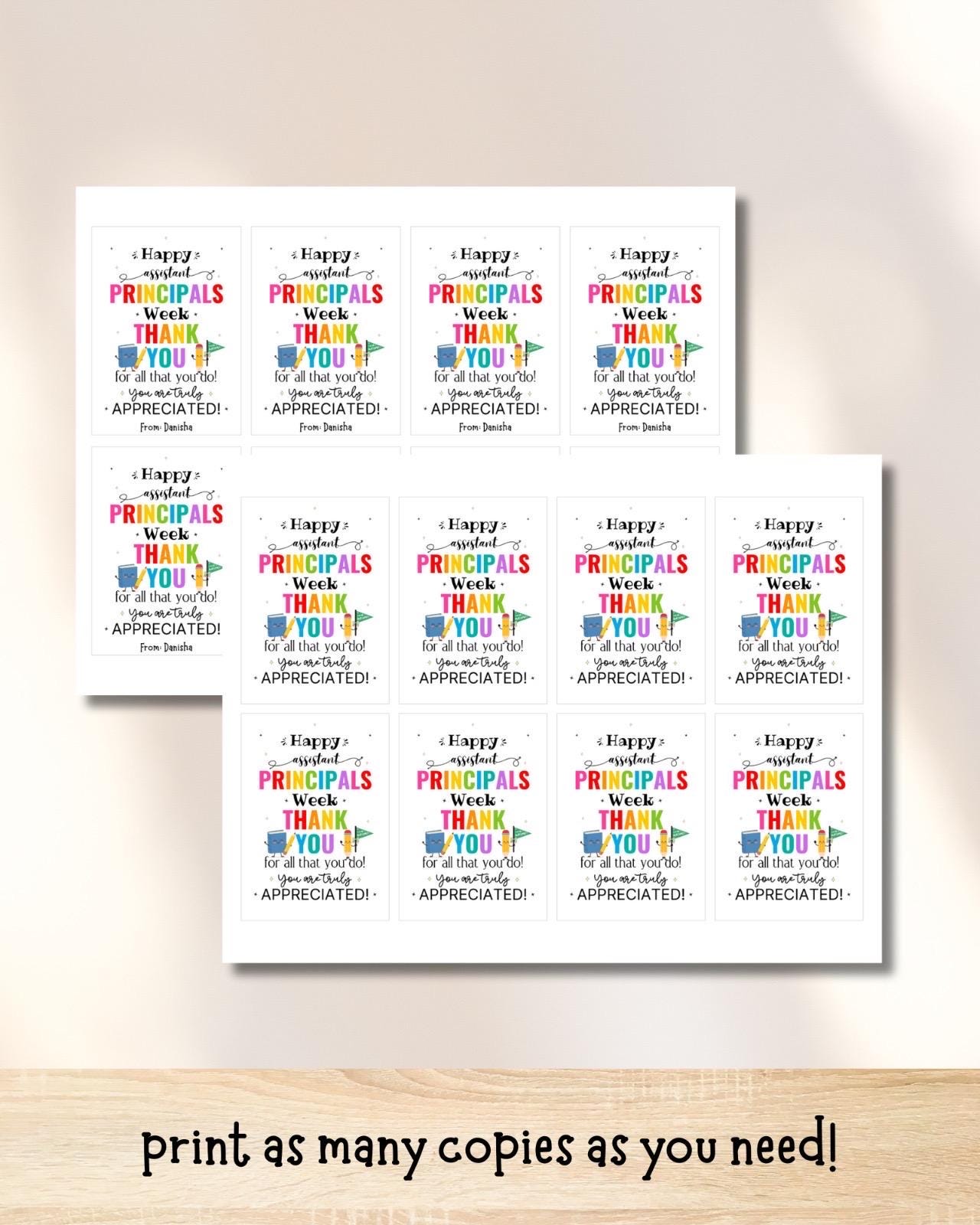 Assistant Principal Week Gift Tag: Printable Thank You (PDF) - Etsy
