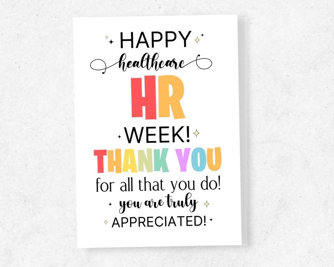 Healthcare HR Week Thank You Card (PDF) - Etsy