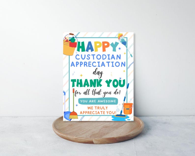 Custodian Day Card Printable, Custodian Appreciation Gift, Thank You ...