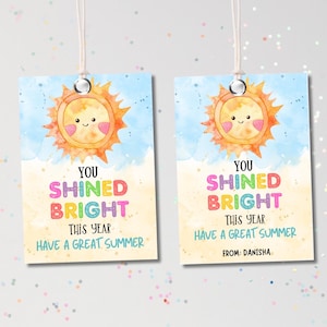 You Shined Bright This Year Tag End of the Year Tag Classroom Tags ...