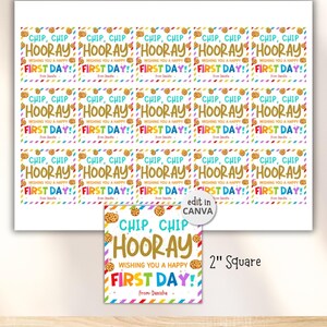 First Day of School Cookie Tags: Chip Chip Hooray! (digital Download ...